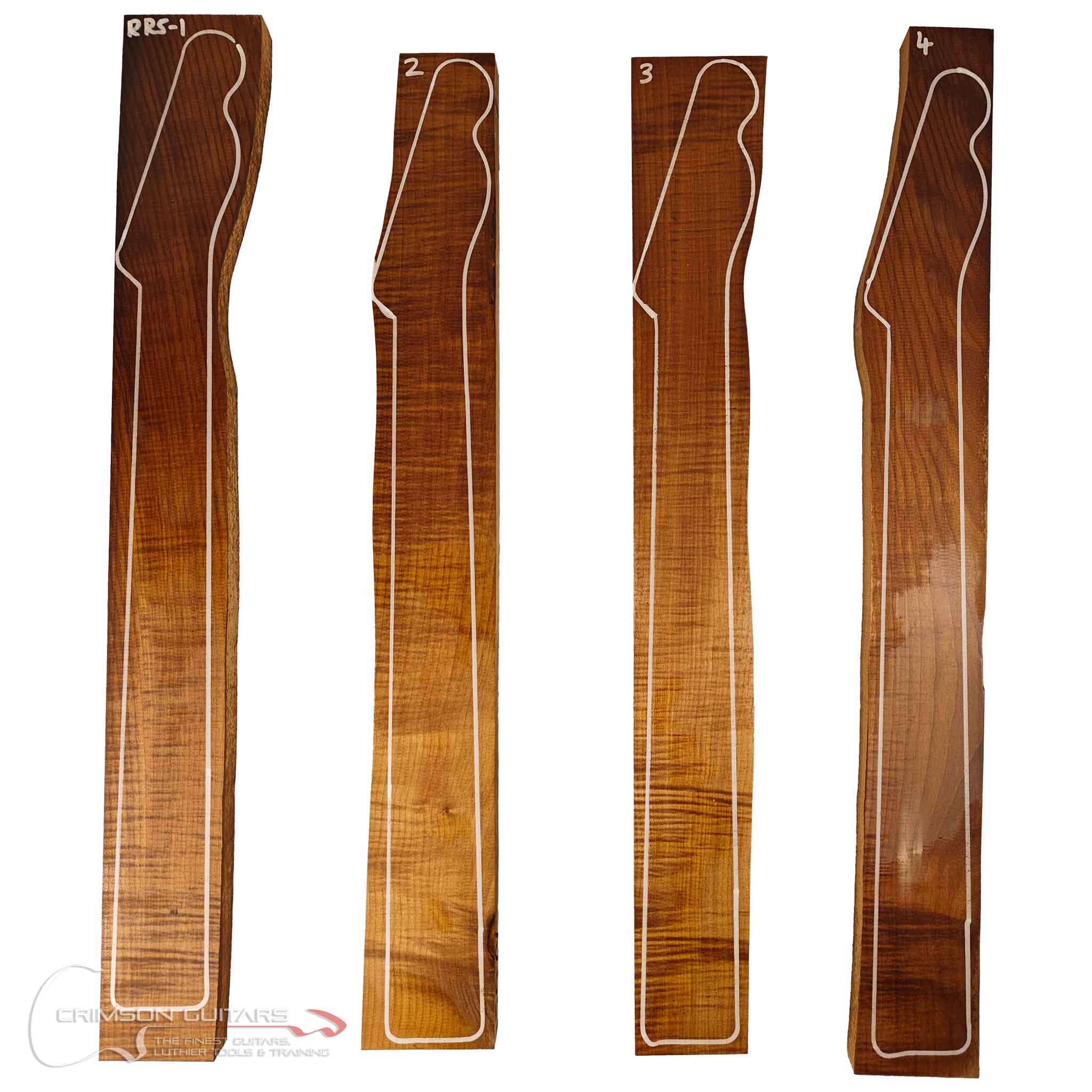 Guitar Neck Blank (Flat Headstock) - Roasted Ripple Sycamore